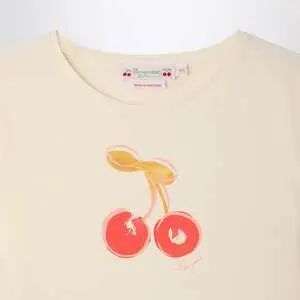 Bonpoint T-shirt With Cherry Print - Beige