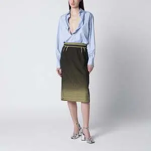 MAISON MARGIELA Virgin Wool Midi Skirt With Checked Pattern - Black