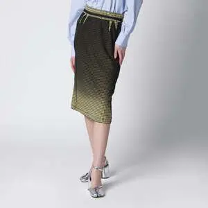 MAISON MARGIELA Virgin Wool Midi Skirt With Checked Pattern - Black