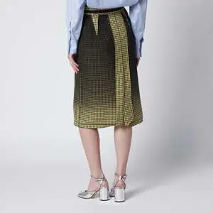 MAISON MARGIELA Virgin Wool Midi Skirt With Checked Pattern - Black