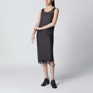 MAISON MARGIELA Midi Slip Dress With Lace Trim - Grey