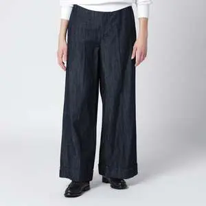 Max Mara Straight Cotton And Linen Denim Trousers - Blue
