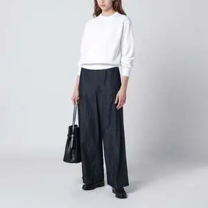 Max Mara Straight Cotton And Linen Denim Trousers - Blue