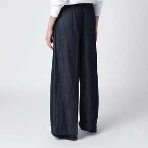 Max Mara Straight Cotton And Linen Denim Trousers - Blue