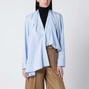 Loewe Cotton Poplin Draped Shirt - Blue
