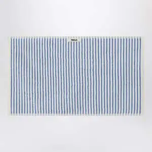 TEKLA White Striped Towel 50x90 - Light Blue