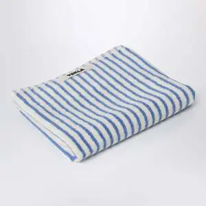 TEKLA White Striped Towel 50x90 - Light Blue