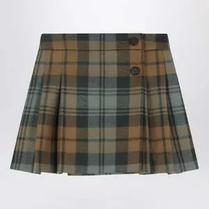 Bonpoint Talissa Check Pattern Kilt Skirt Brown
