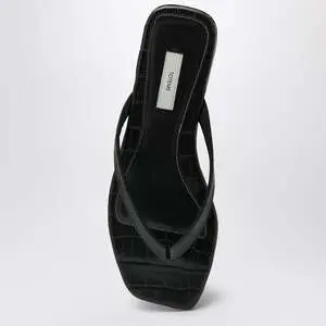 TOTEME Crocodile-effect Leather Thong Sandals - Green