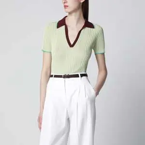 ROBERTO COLLINA Ribbed Fitted Polo With Contrast Trims - Multicolor