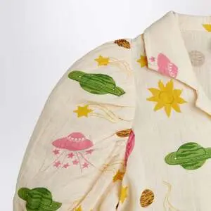 MINI RODINI Muslin Blouse With Space Print