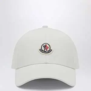 Moncler Cotton Baseball Cap With Logo - White