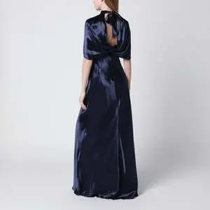 Alberta Ferretti Shiny Satin Long Dress
