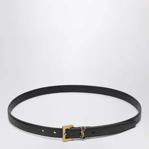 Saint Laurent Cassandre Leather Belt - Black
