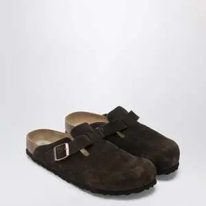 BIRKENSTOCK Suede Boston Clogs - Brown