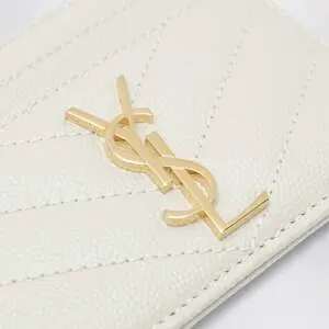Saint Laurent Cassandre Card Holder In Cream
