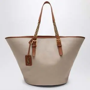 Saint Laurent Canvas And Leather Shoulder Bag - Brown