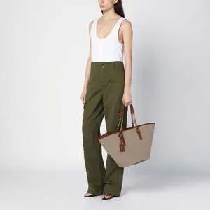 Saint Laurent Canvas And Leather Shoulder Bag - Brown