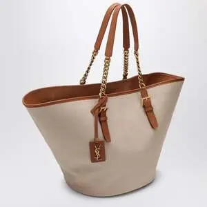 Saint Laurent Canvas And Leather Shoulder Bag - Brown