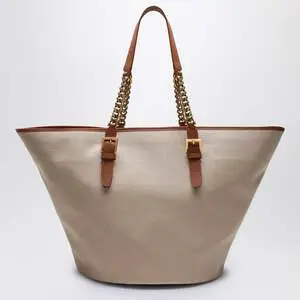 Saint Laurent Canvas And Leather Shoulder Bag - Brown