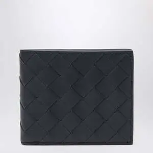 Bottega Veneta Midnight/basalt Bi-fold Wallet In Intrecciato Leather - Multicolor
