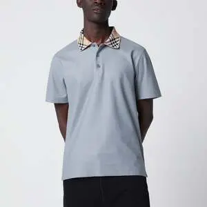Burberry Cotton Polo With Check Collar