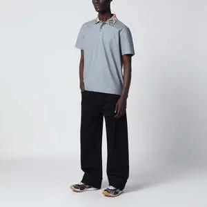 Burberry Cotton Polo With Check Collar