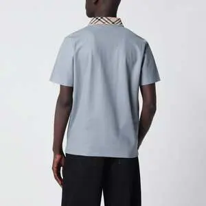 Burberry Cotton Polo With Check Collar