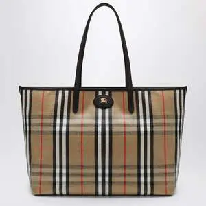 Burberry Highlands Check Pattern Tote Bag - Beige