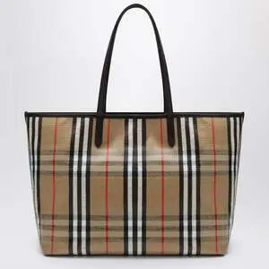 Burberry Highlands Check Pattern Tote Bag - Beige