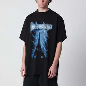 Balenciaga Paris Thunderstorm Oversized T-shirt - Black