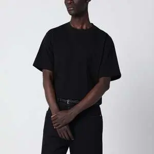Saint Laurent Black Oversized Cotton T-Shirt With Cassandre Logo Black