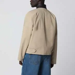 Bottega Veneta Cotton Jacket With Intrecciato Collar - Beige