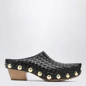 Bottega Veneta Gondola Studded Woven Leather Clogs - Black