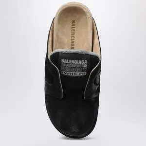 Balenciaga Dumbo Sabot In Distressed Suede - Black