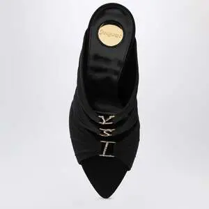 Saint Laurent Emilie Mules In Crêpe Satin - Black