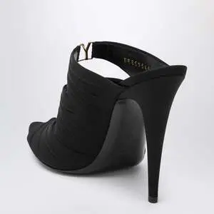 Saint Laurent Emilie Mules In Crêpe Satin - Black