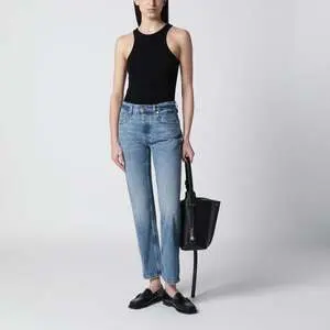 ANINE BING Ribbed Tank Top With Logo - Black