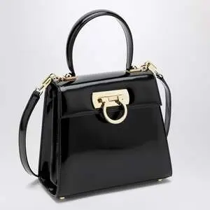 FERRAGAMO Small Leather Top Handle Bag With Gancini Closure