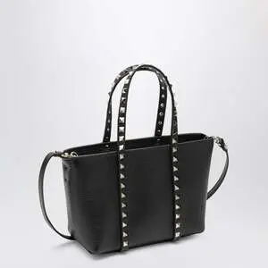 Valentino Garavani Rockstud Bag In Grained Calfskin - Black