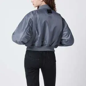 ANINE BING Leon Cropped Bomber Jacket - Grey