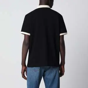 Valentino Garavani Cotton Piqué Polo Shirt With Vgold - Black