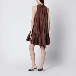 ROTATE BY BIRGER CHRISTENSEN Gathered Mini Dress With Ruching - Brown