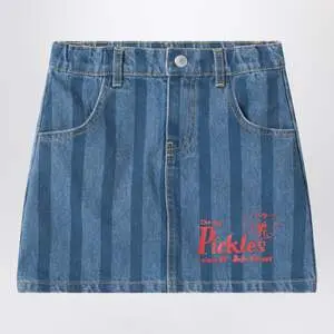 BOBO CHOSES Pickles The Dog Striped Denim Skirt
