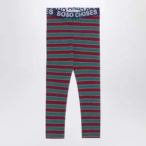 BOBO CHOSES Ribbed Striped Cotton Leggings