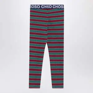 BOBO CHOSES Ribbed Striped Cotton Leggings