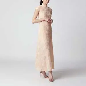 ROTATE BY BIRGER CHRISTENSEN Long Dress With Floral Appliqués - Pink