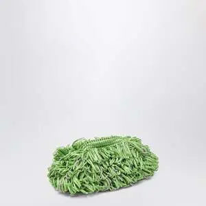 HIBOURAMA Beatrix Clutch With Raffia Fringes And Crystals