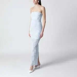 ROTATE BY BIRGER CHRISTENSEN Floral Mesh Sheath Dress - Light Blue