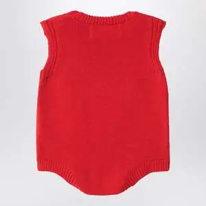 BOBO CHOSES Strawberry Intarsia Romper - Red